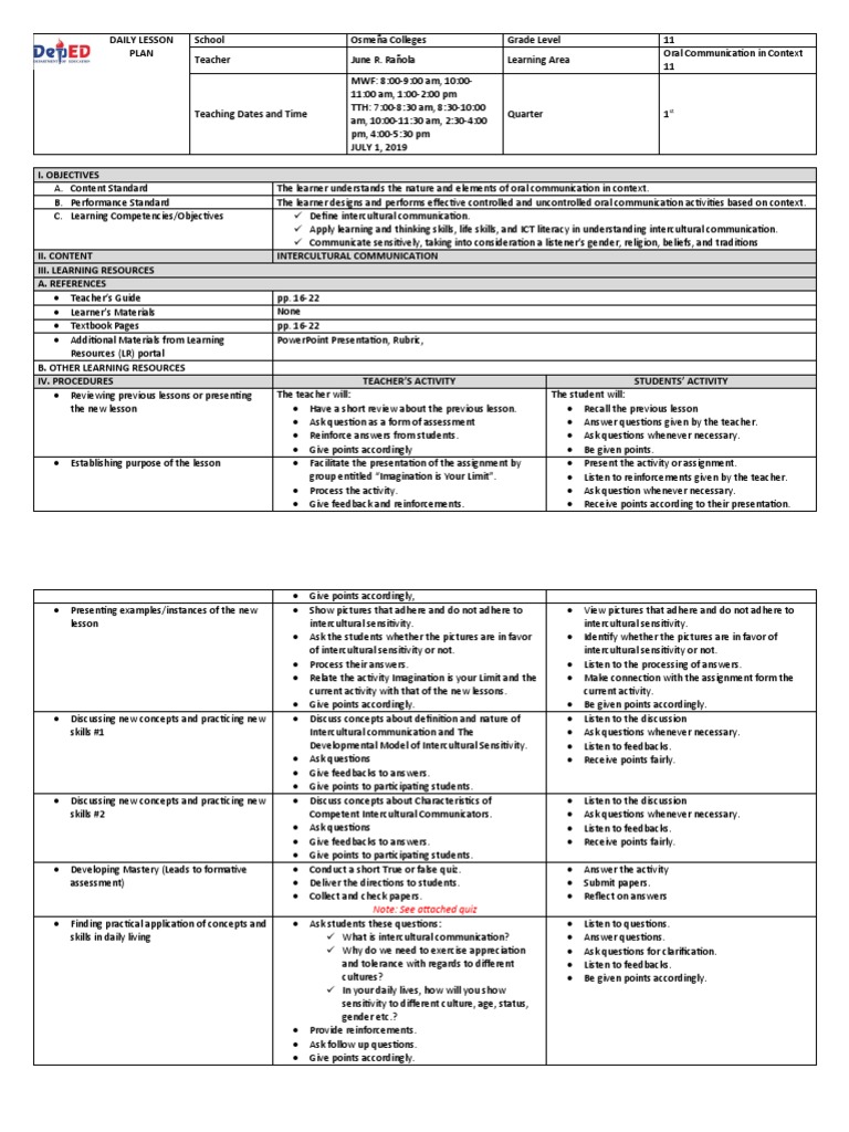 Cultivating Cultural Sensitivity: A Lesson Plan on Intercultural ...