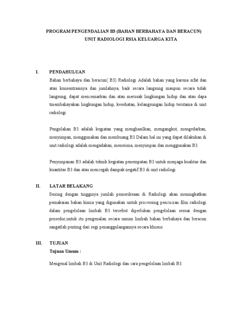 Pengelolaan Limbah B3 Radiologi | PDF