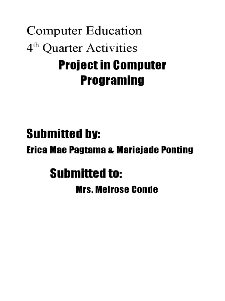 4 Quarter Activities Project In Computer Programing Pdf Computer Programming Computer Security