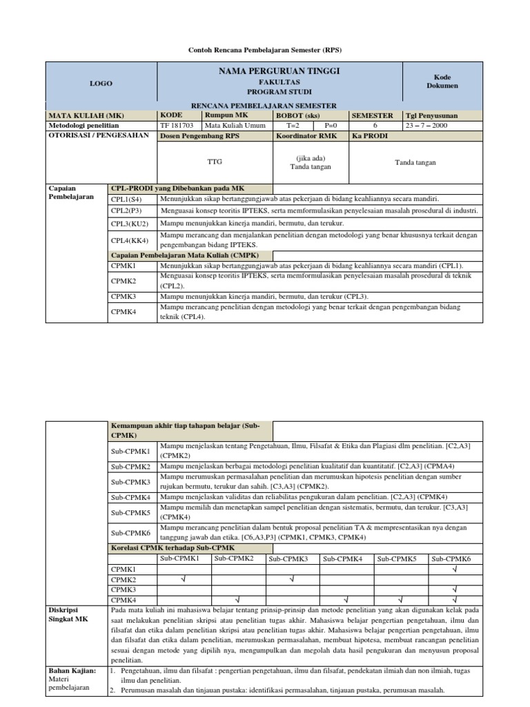 Template RPS Sn-Dikti | PDF | Seni