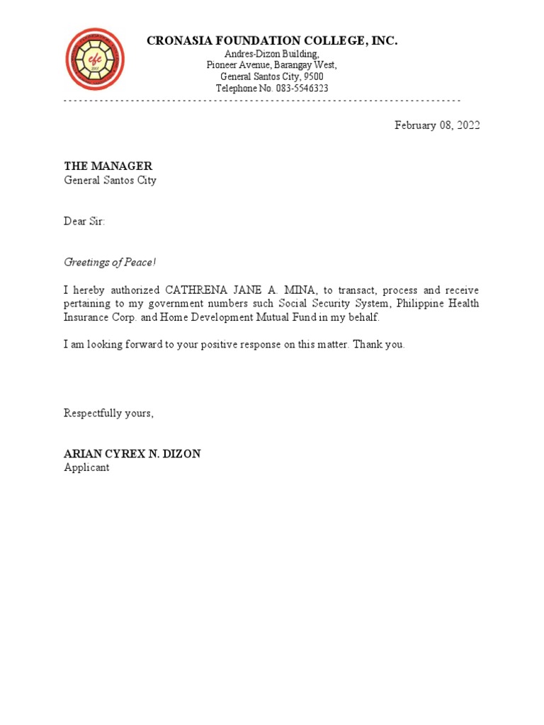 Letter of Authorization-Government Id | PDF