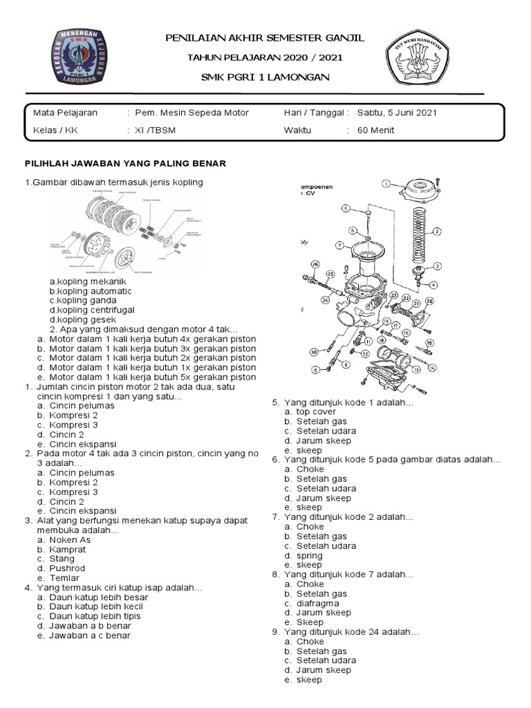 Soal Pemeliharaan - Mesin XI TBSM | PDF