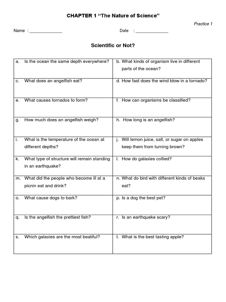 Practice 1 Scientific Question | PDF