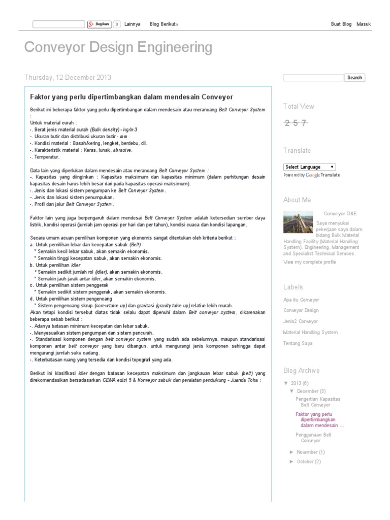 Conveyor Design Engineering | PDF | Teknologi & Rekayasa