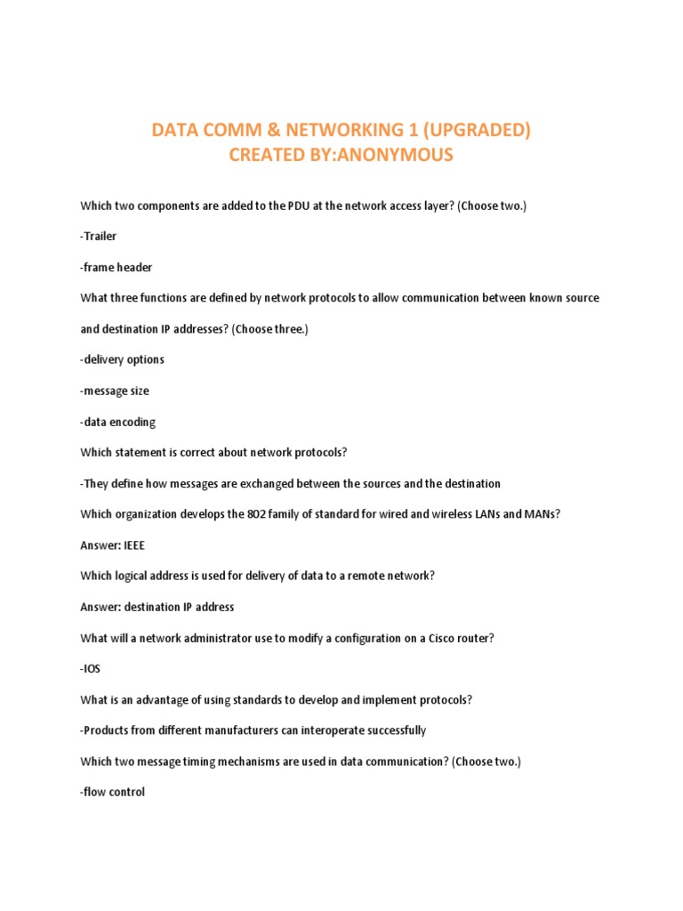 Data Comm And Networking 1 Upgraded Created Byanonymous Pdf Computer Network Osi Model