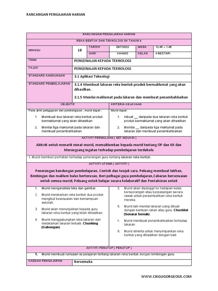 RPH RBT Tahun 4 Bestari 28 Julai | PDF