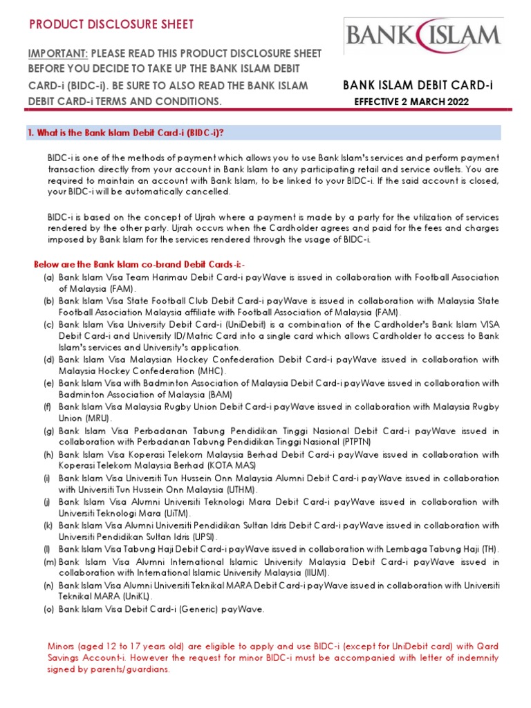 PDS DEBIT CARD I ENGLISH VERSION Debit Generic - 02032022 | PDF | Debit ...