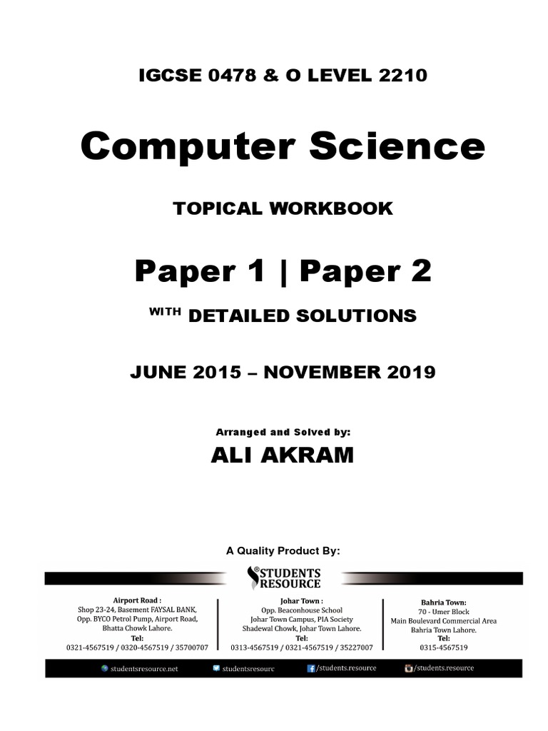 O Level Computer Science Topical Solved by Ali Akram | PDF | Input ...