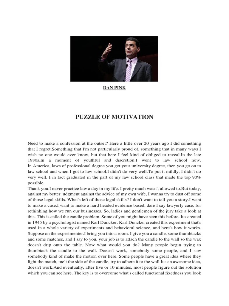 Puzzle of Motivation: Dan Pink | PDF | Motivation | Motivational