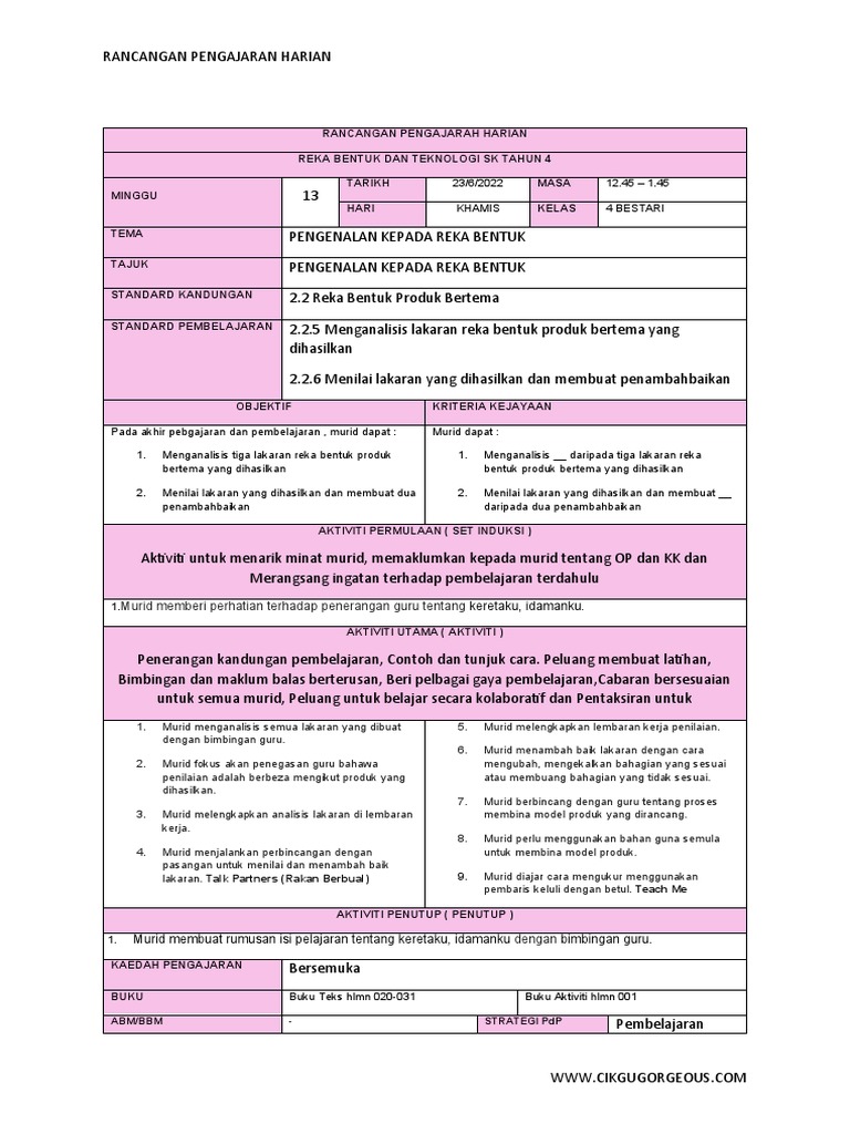 RPH RBT Tahun 4 Bestari 23 Jun | PDF