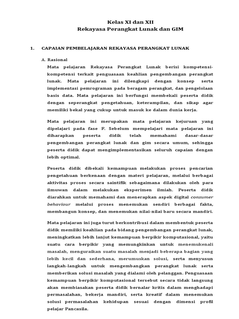 Capaian Pembelajaran TKJ Dan RPL | PDF