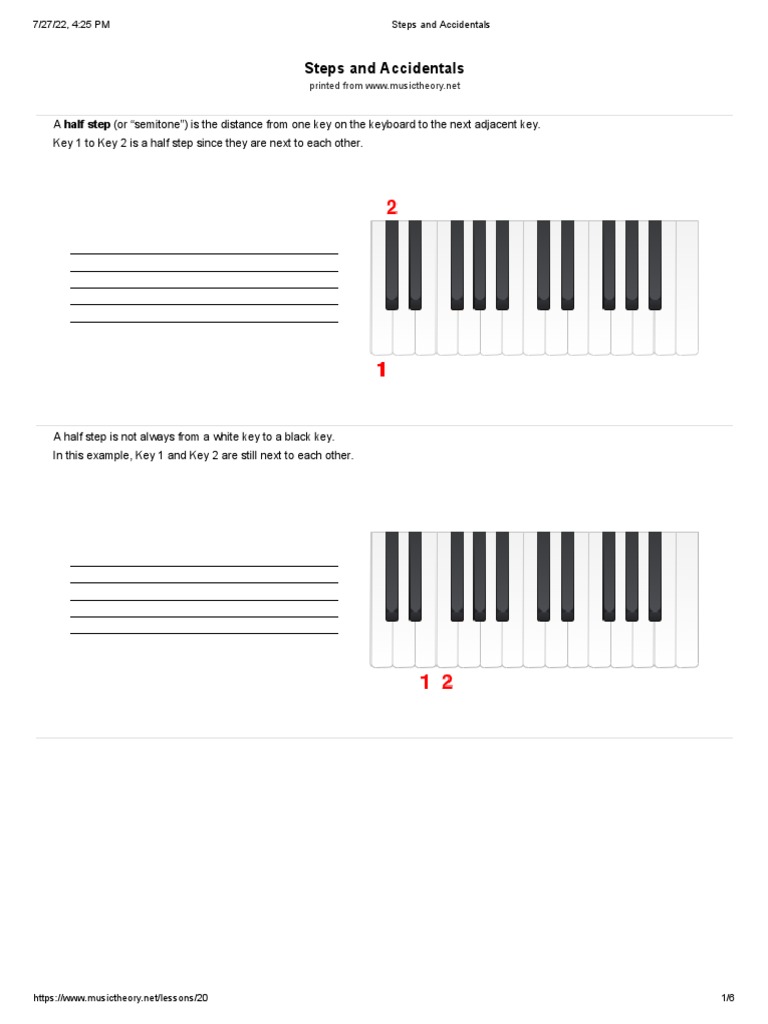 Steps and Accidentals | PDF | Elements Of Music | Notation