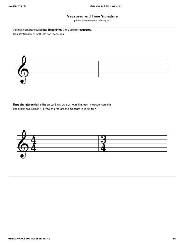 Measures and Time Signature | PDF