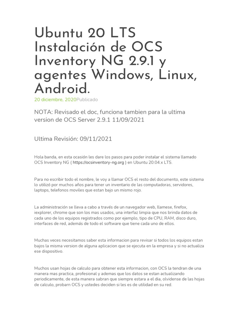 Manual de Instalacion de OCS Inventory | PDF | Servidor HTTP Apache | Mi sql