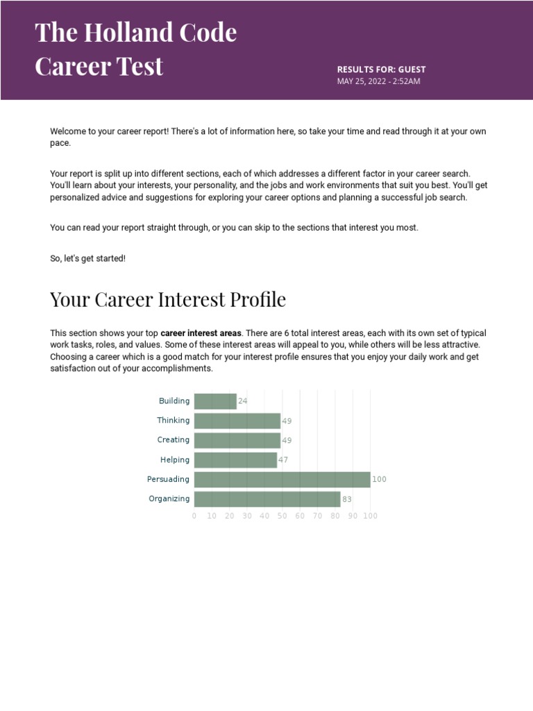 Holland Aptitude Test | PDF | Procurement | Insurance