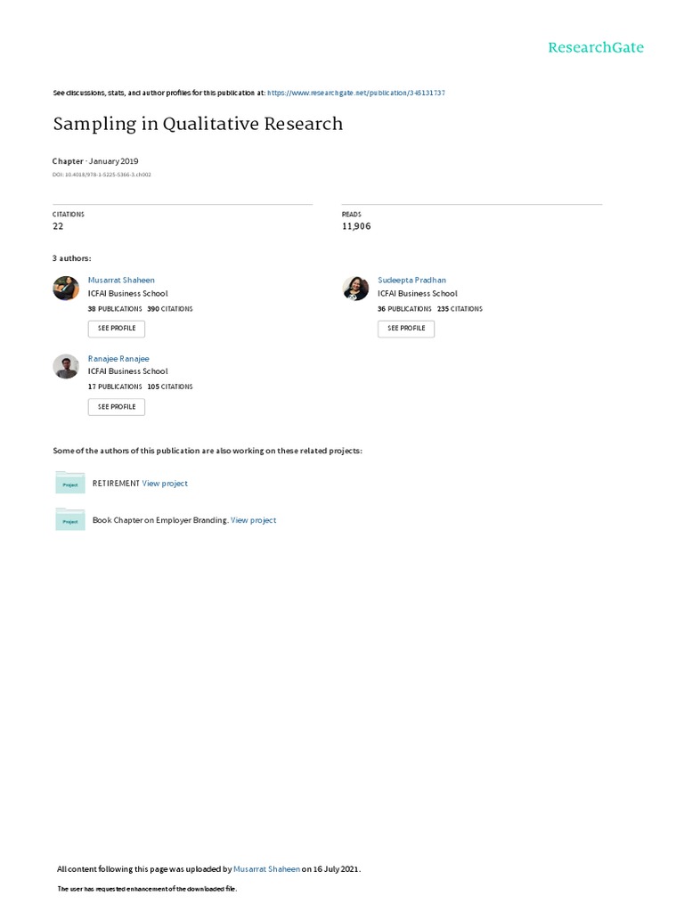 Sampling in Qualitative Research | PDF | Sampling (Statistics ...