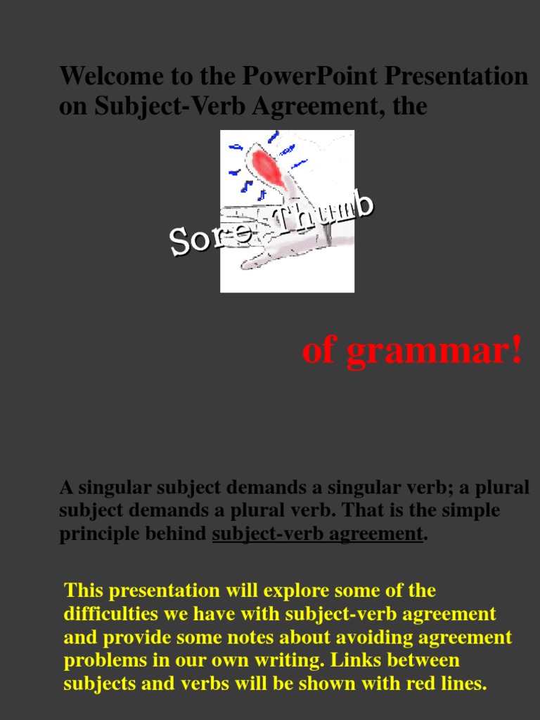 Welcome To The Powerpoint Presentation On Subject-Verb Agreement, The ...