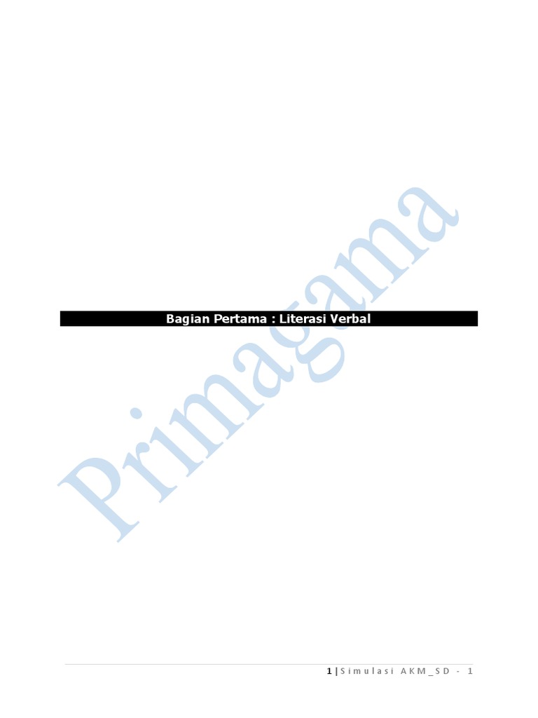 SD - Simulasi AKM 1 (Solusi Dan Penjelasan Singkat) | PDF