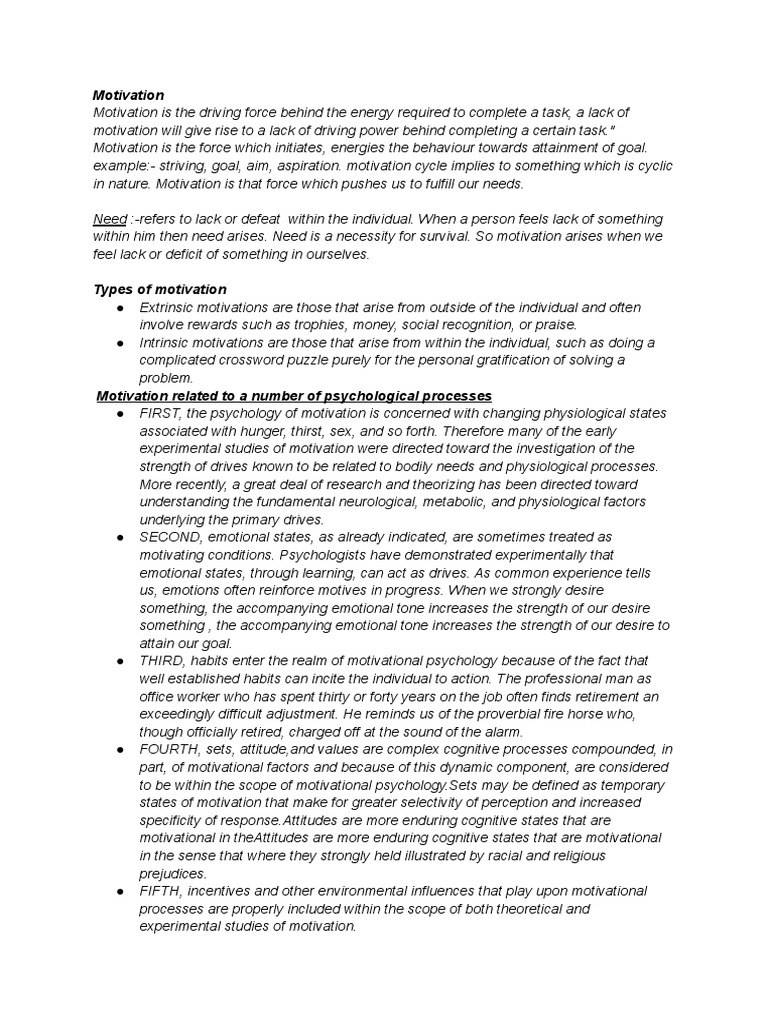 Motivation Forces Behind Energy and Tasks | PDF | Goal | Motivational