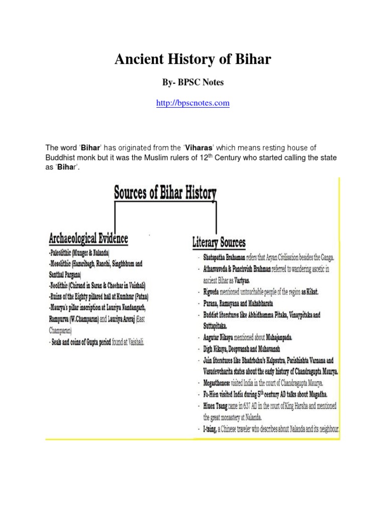 Ancient History of Bihar: By-BPSC Notes | PDF | Āstika | Indian Religions
