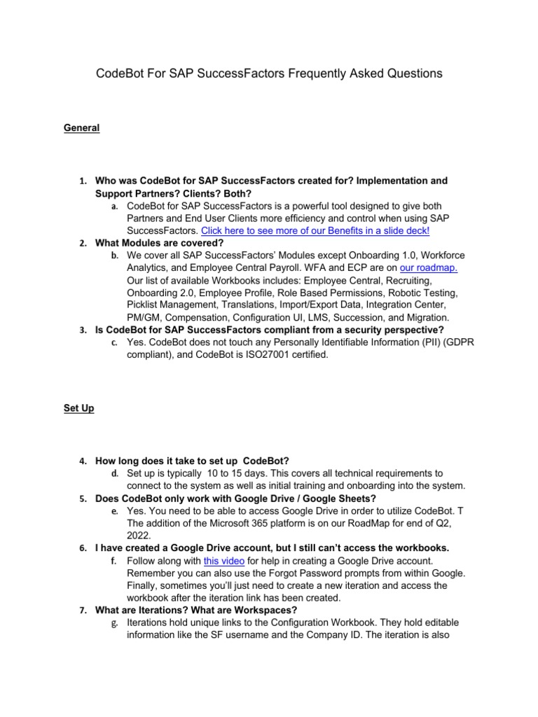 Codebot For Sap Successfactors Frequently Asked Questions: Click Here ...