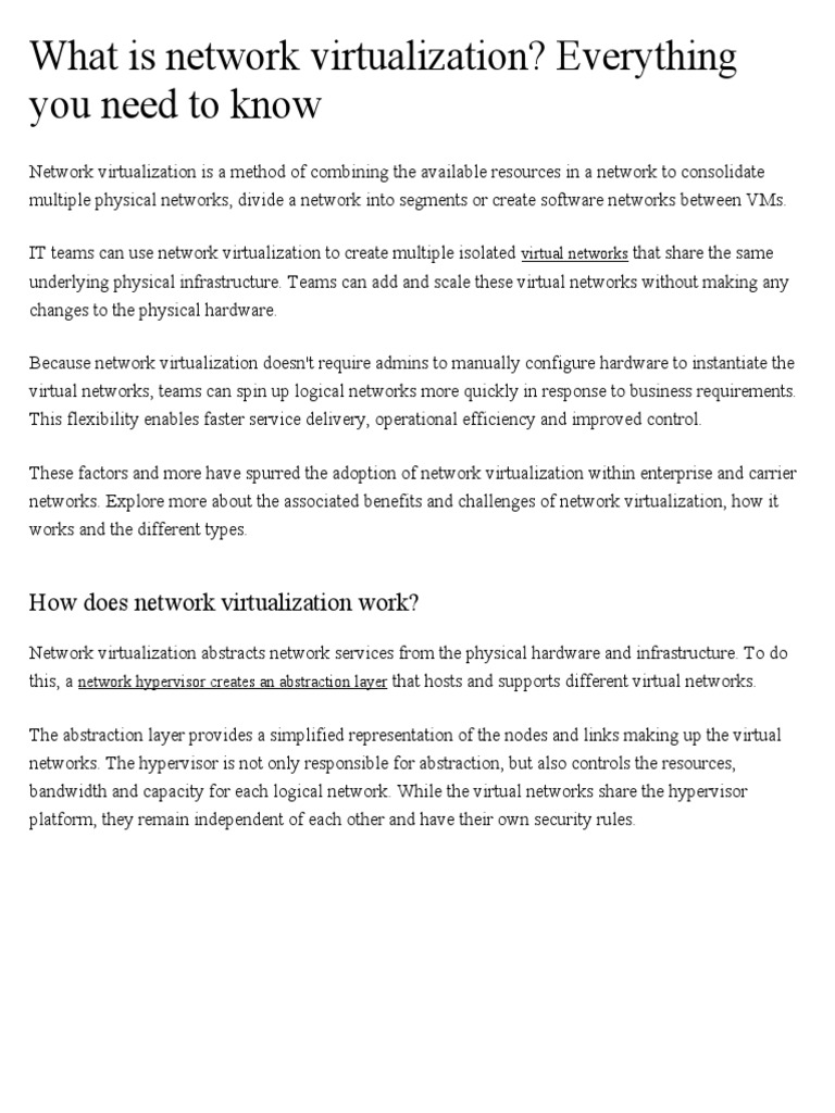 What Is Network Virtualization? Everything You Need To Know | PDF | Computer Network ...