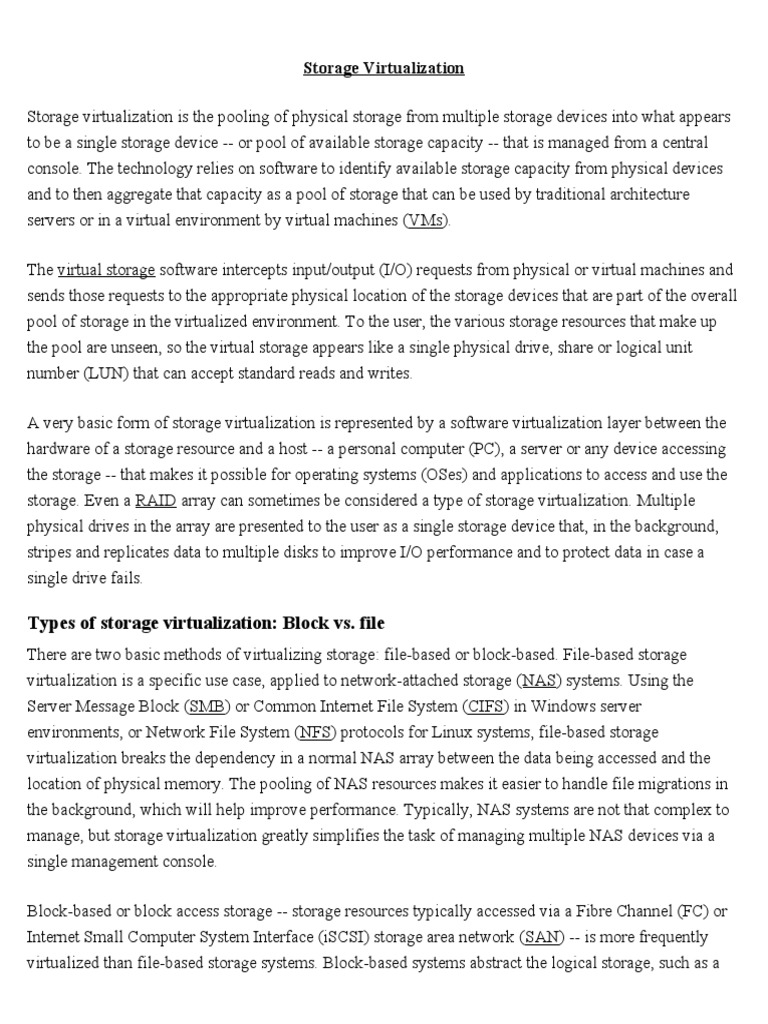 Types of Storage Virtualization: Block vs. File | PDF | Virtualization ...