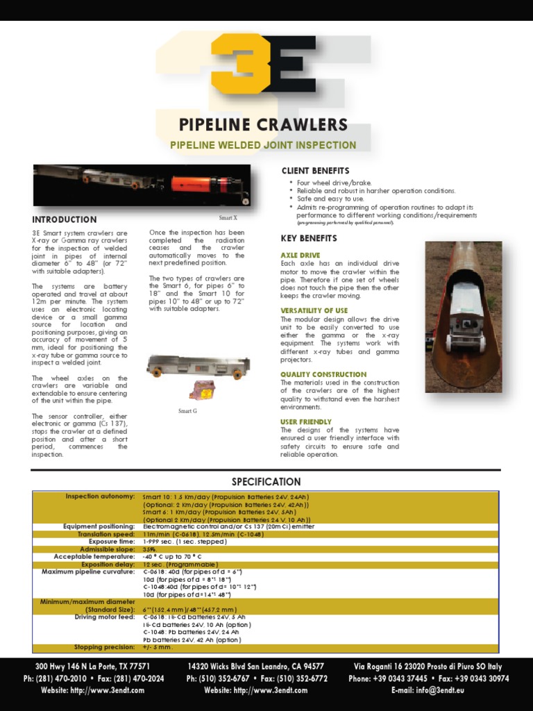 3E NDT Crawler Combined Flyer | PDF | Pipe (Fluid Conveyance ...