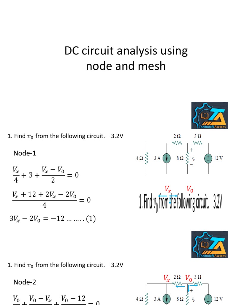 DC Circuit Analysis Using Node and Mesh | PDF | Electrical Network ...