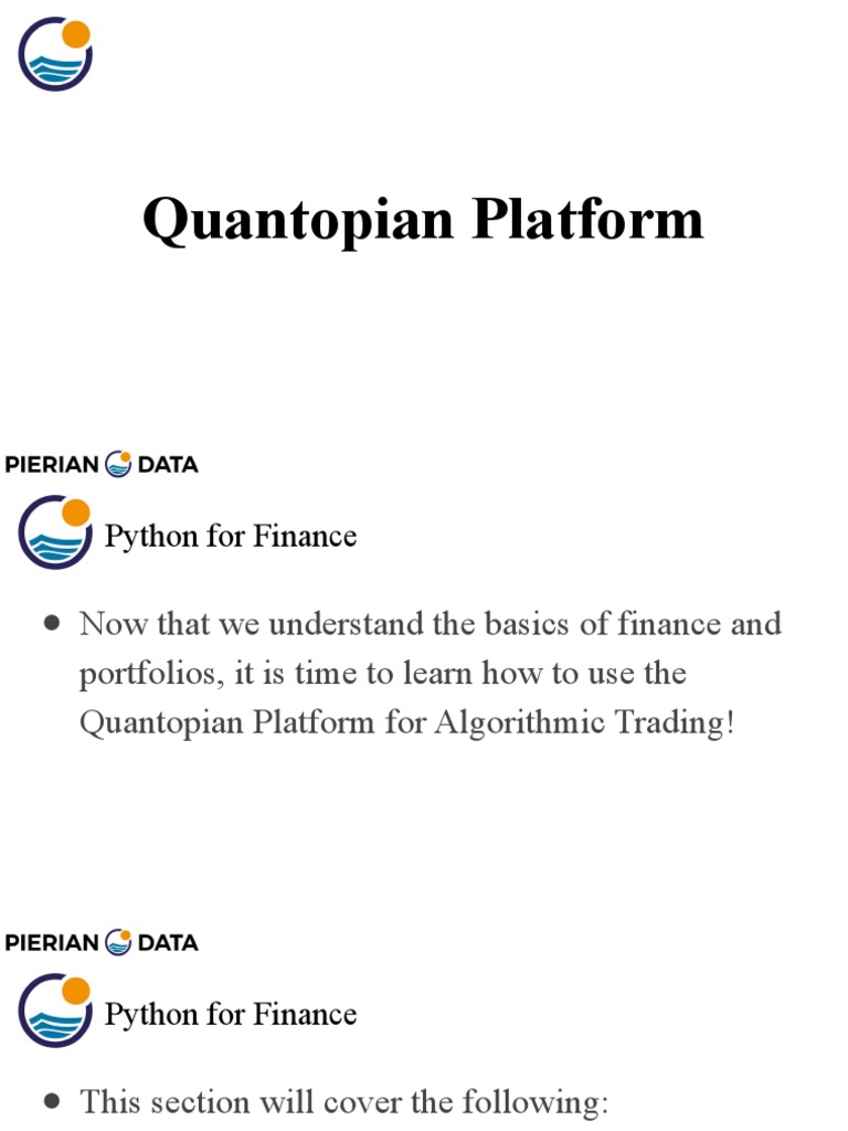 Quantopian Platform | PDF | Python (Programming Language) | Algorithmic Trading