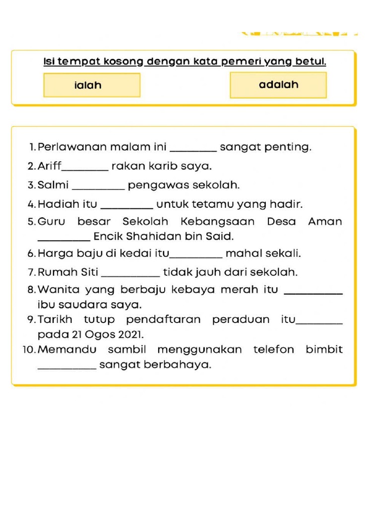 Latihan Kata Pemeri Tahun 3 | PDF