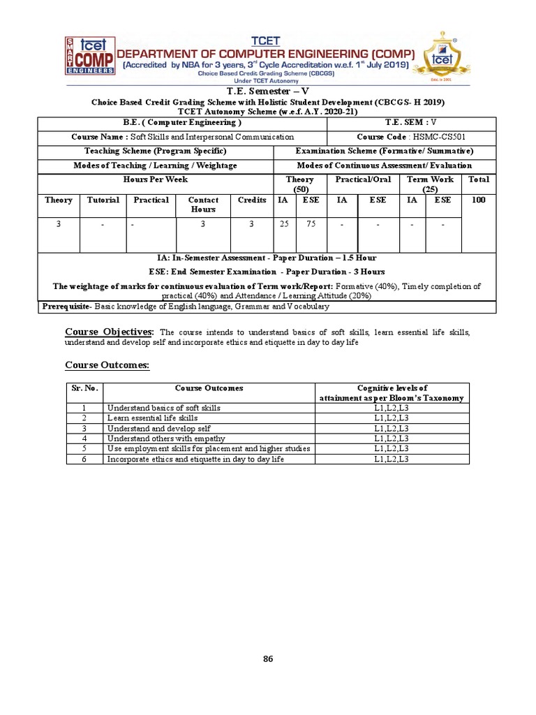 TCET-SEM 5 Syllabus | PDF | Operating System | Central Processing Unit
