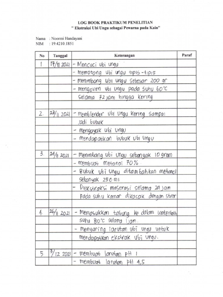 Logbook Penelitian 1 | PDF