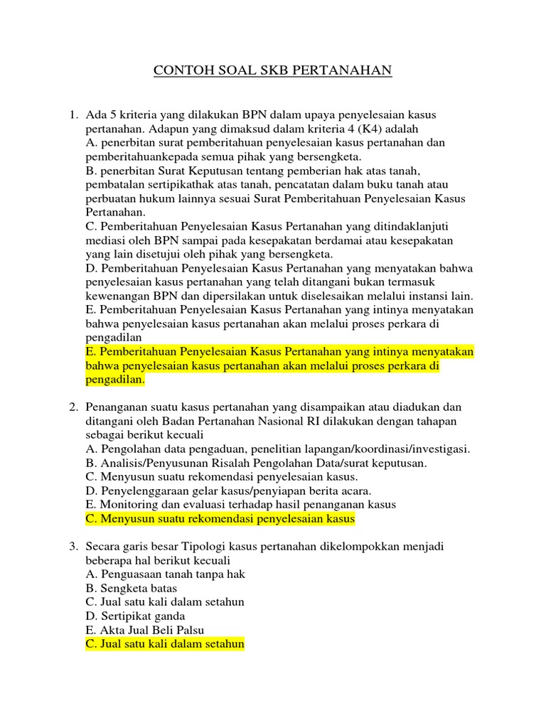 Contoh Soal SKB Pertanahan | PDF