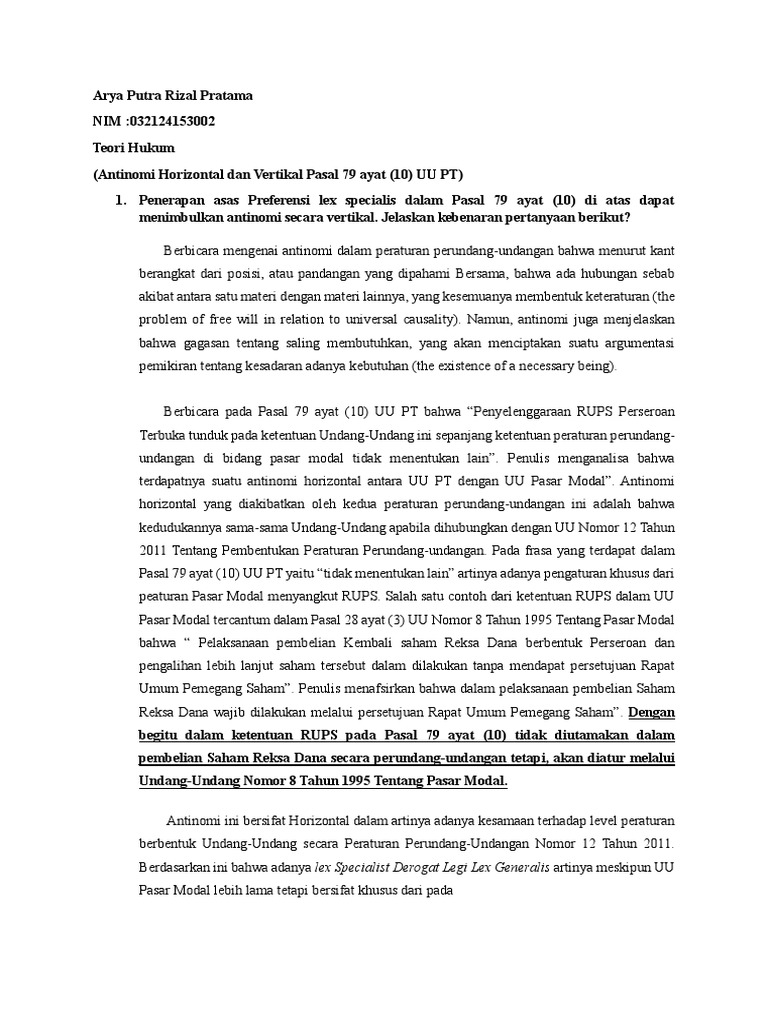 Arya Putra Rizal Pratama - Teori Hukum | PDF