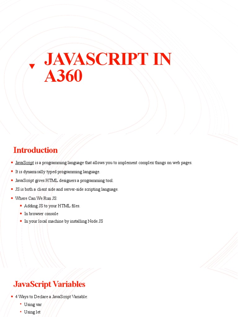 JAVASCRIPT IN Automation Anywhere A360 | PDF | Java Script | Html
