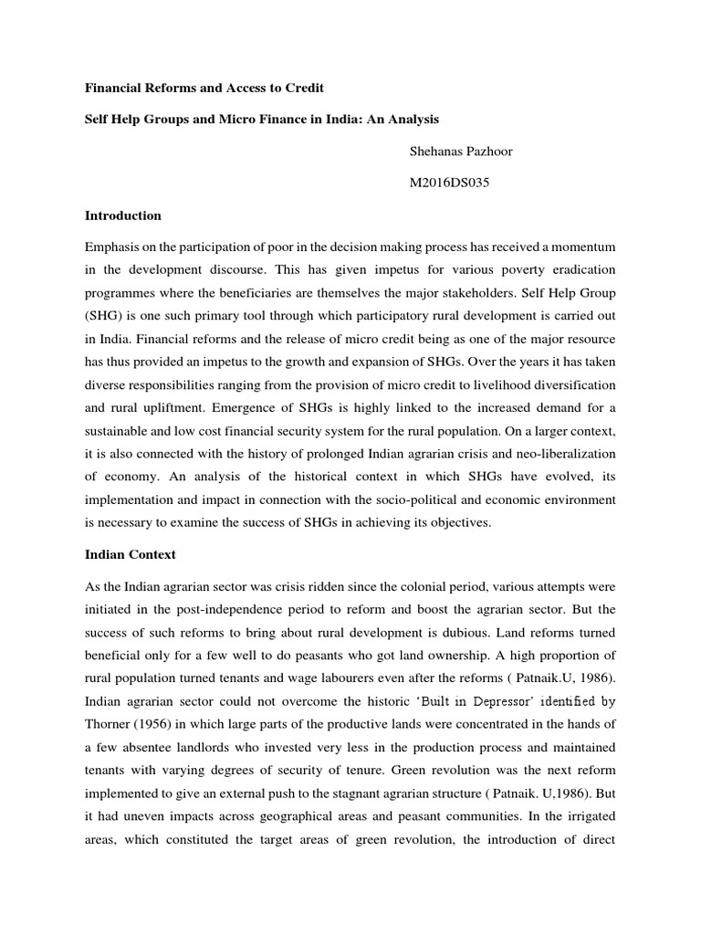 Micro Finance and SHG | PDF | Microfinance | Poverty