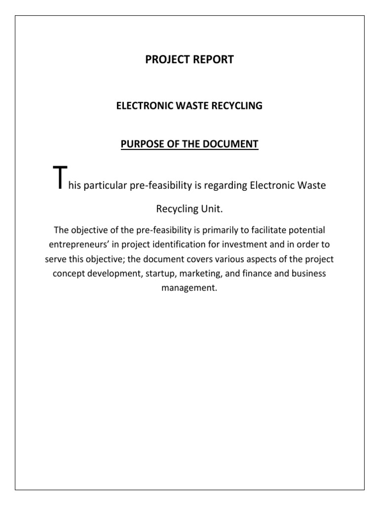 Electronic Waste Recycling Project Report 6h3xje | PDF | Electronic ...