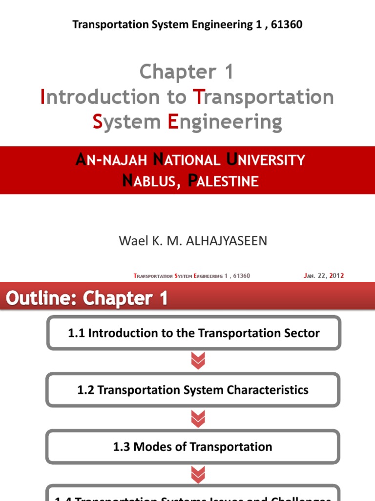 Chapter 1 Introduction To Transportation Systems Engineering | PDF ...