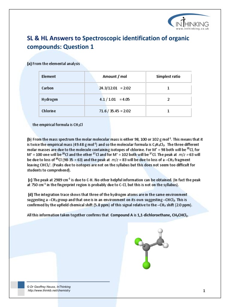 SL & HL Answers To: Spectroscopic Identification of Organic Compounds: Question 1 | PDF