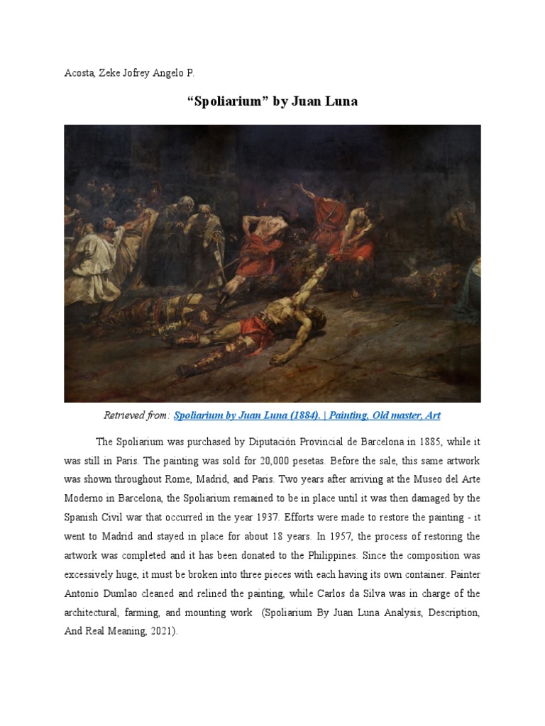 "Spoliarium" by Juan Luna: Retrieved From | PDF | The Arts | Paintings