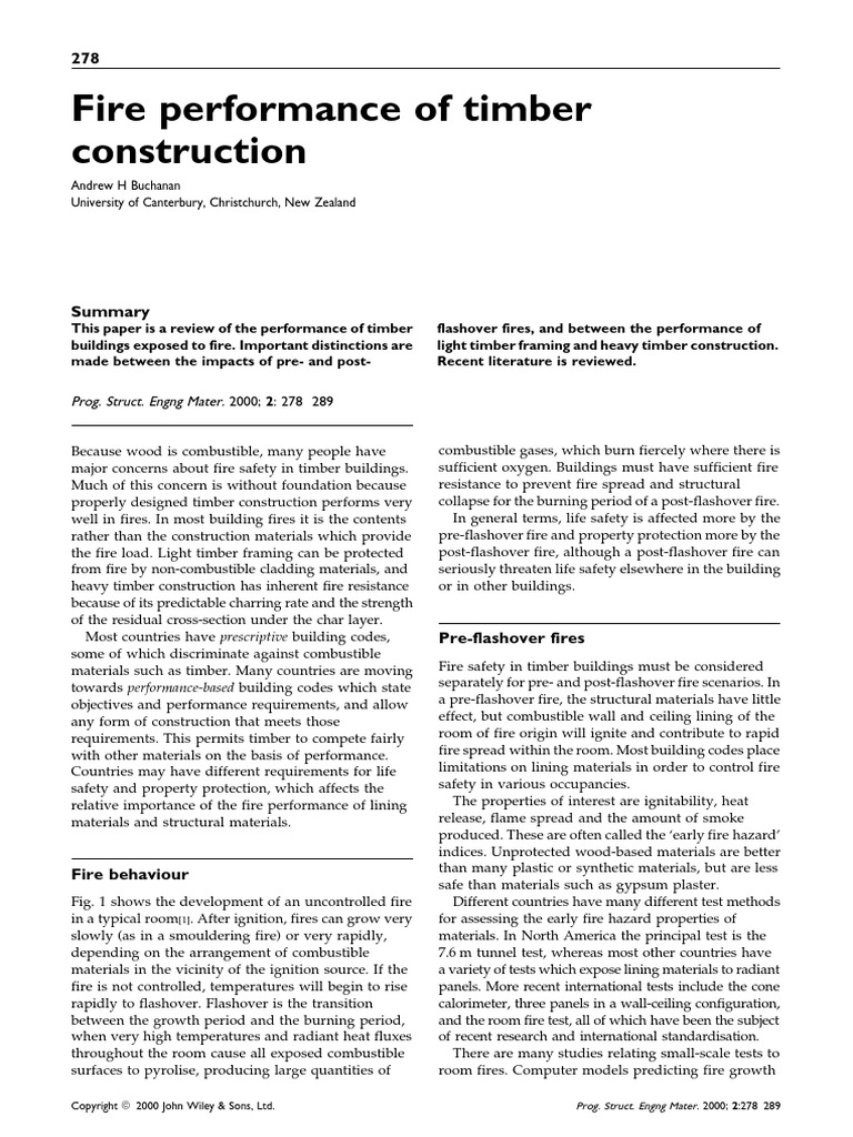 Fire Performance of Timber Construction: Andrew H Buchanan University ...