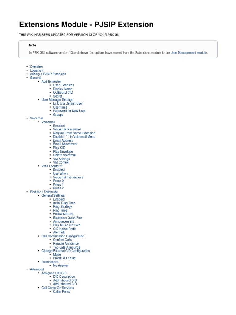 Extensions Module - PJSIP Extension | PDF | Voicemail | Password