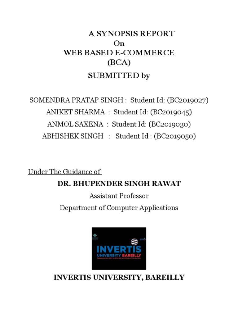 A Synopsis Report | PDF | E Commerce | Business Process