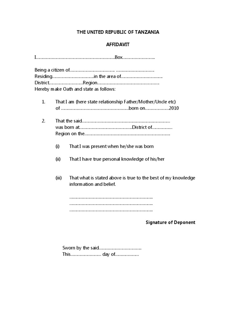 Affidavit of Birth | PDF