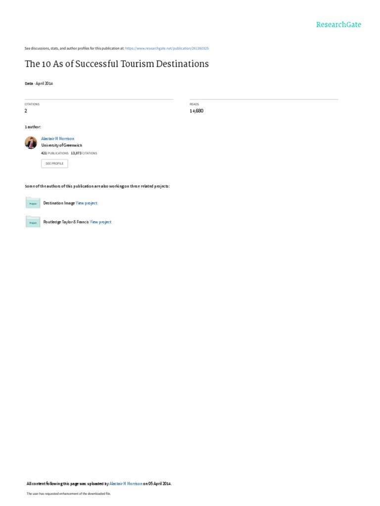 The 10 As of Successful Tourism Destinations: April 2014 | PDF | Tourism