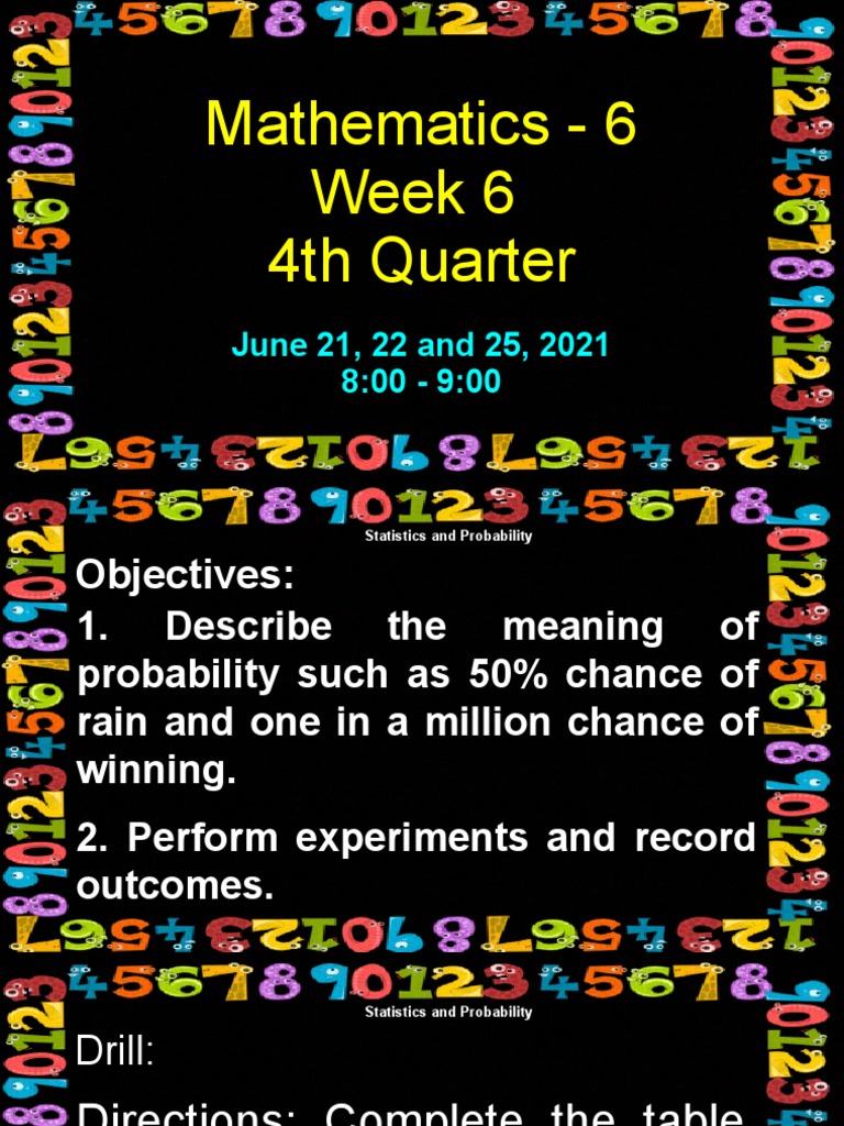 Mathematics 6 Week 6 | PDF | Statistics | Probability