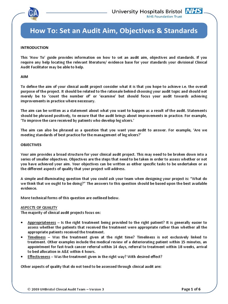 4 How To Aim Objectives and Standards v3 | PDF | Audit | Evidence Based ...