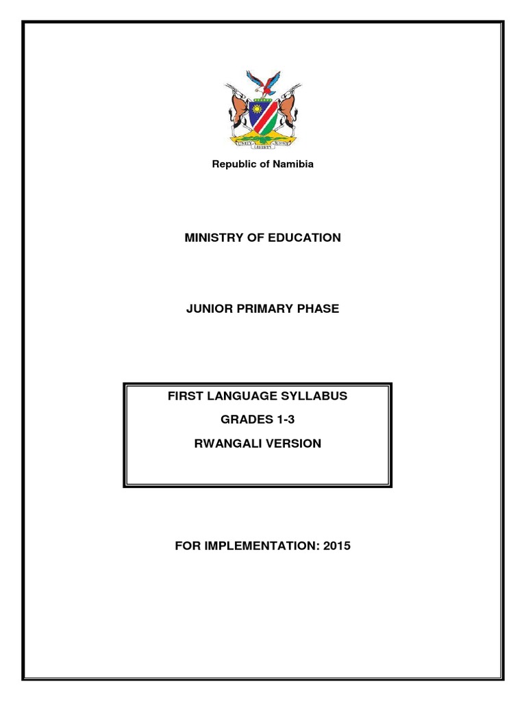 JP Syllabuses FL (Rukwangali) Mar.2015 | PDF | Science & Mathematics