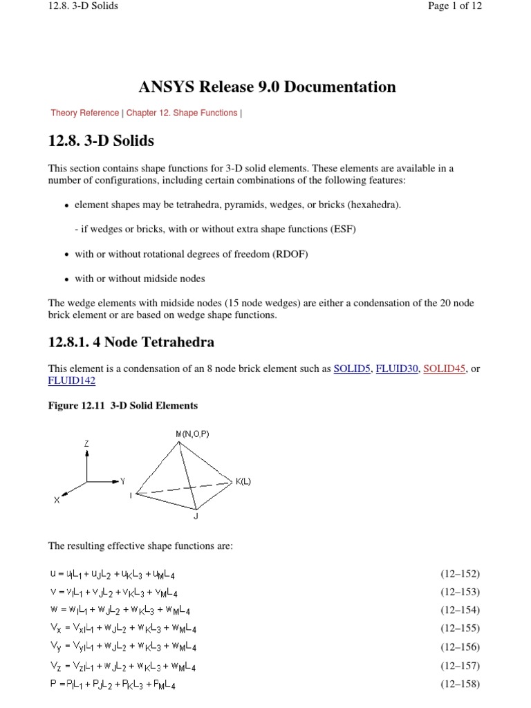 Shape Functions Solid 186 | Tetrahedron | Theoretical Physics
